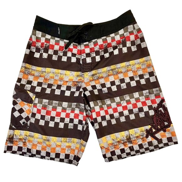 Rusty | Swim | Rusty Board Shorts Surf Swim Trunks Checker Red Black ...